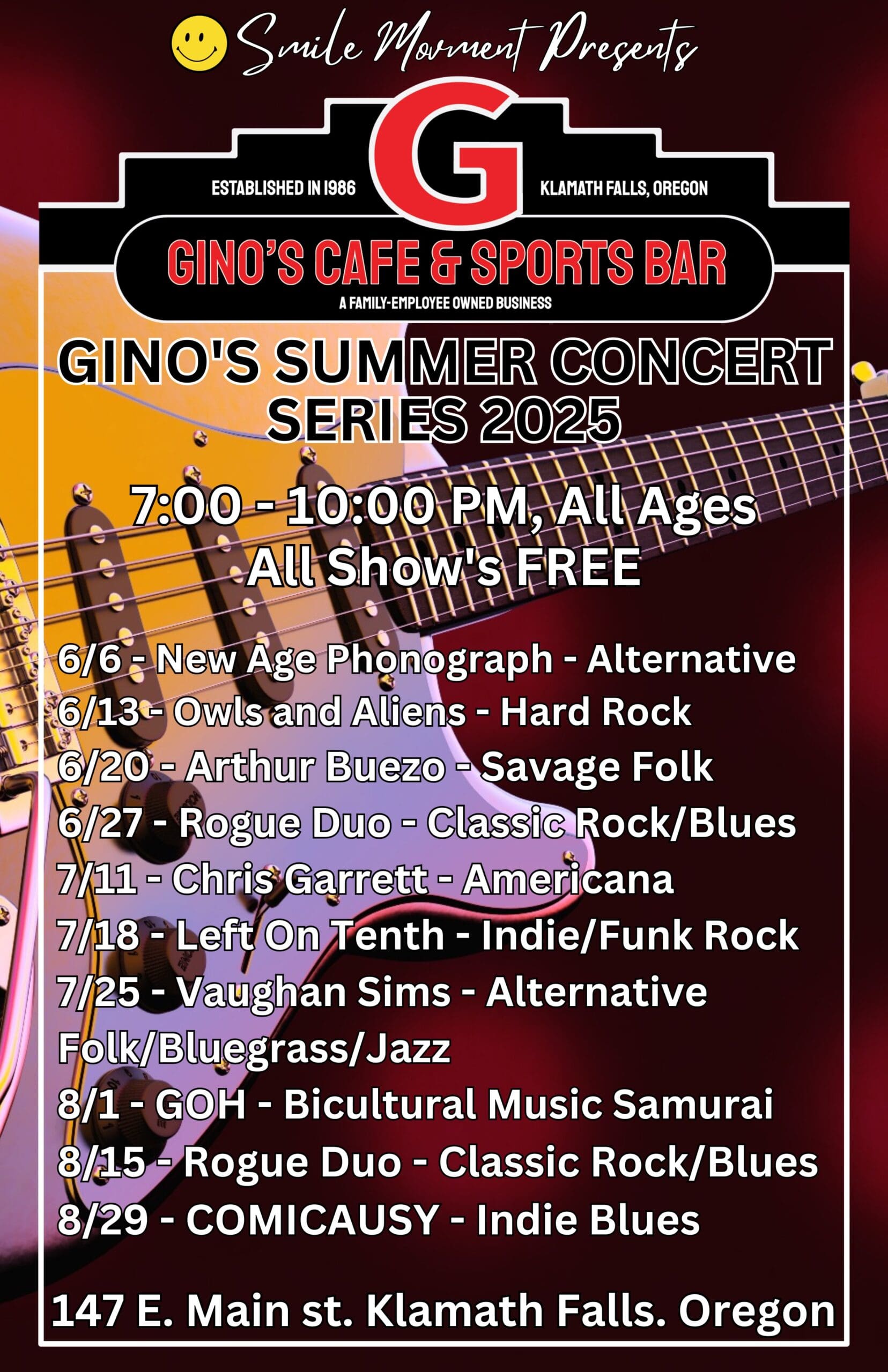 Summer Concert Series: Chris Garrett (Americana) • Gino's Cafe & Sports Bar